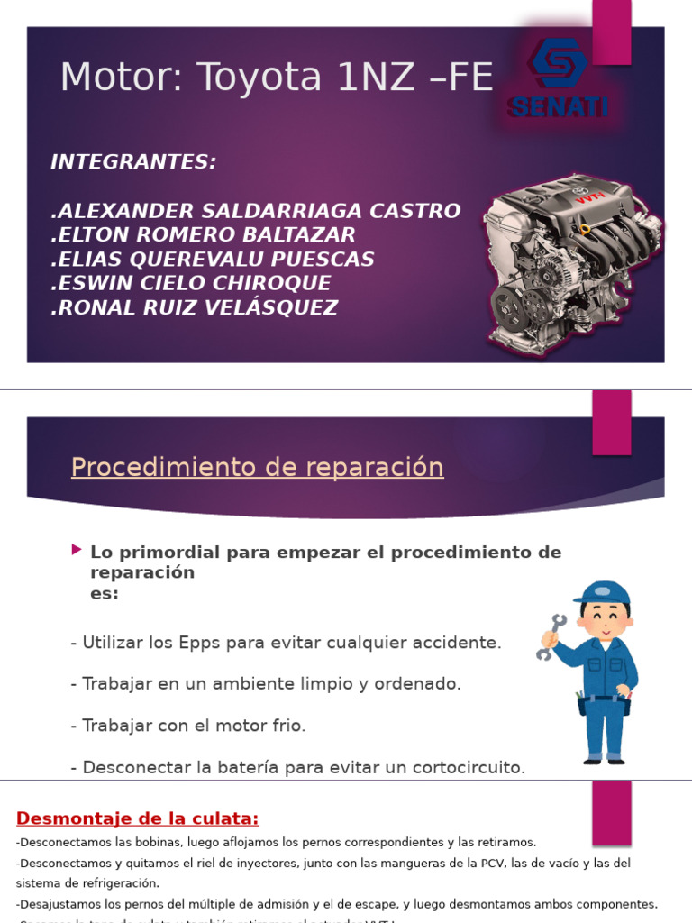 Reparación Motor Toyota 1NZ-FE | PDF | Propulsión | Ingeniería mecánica