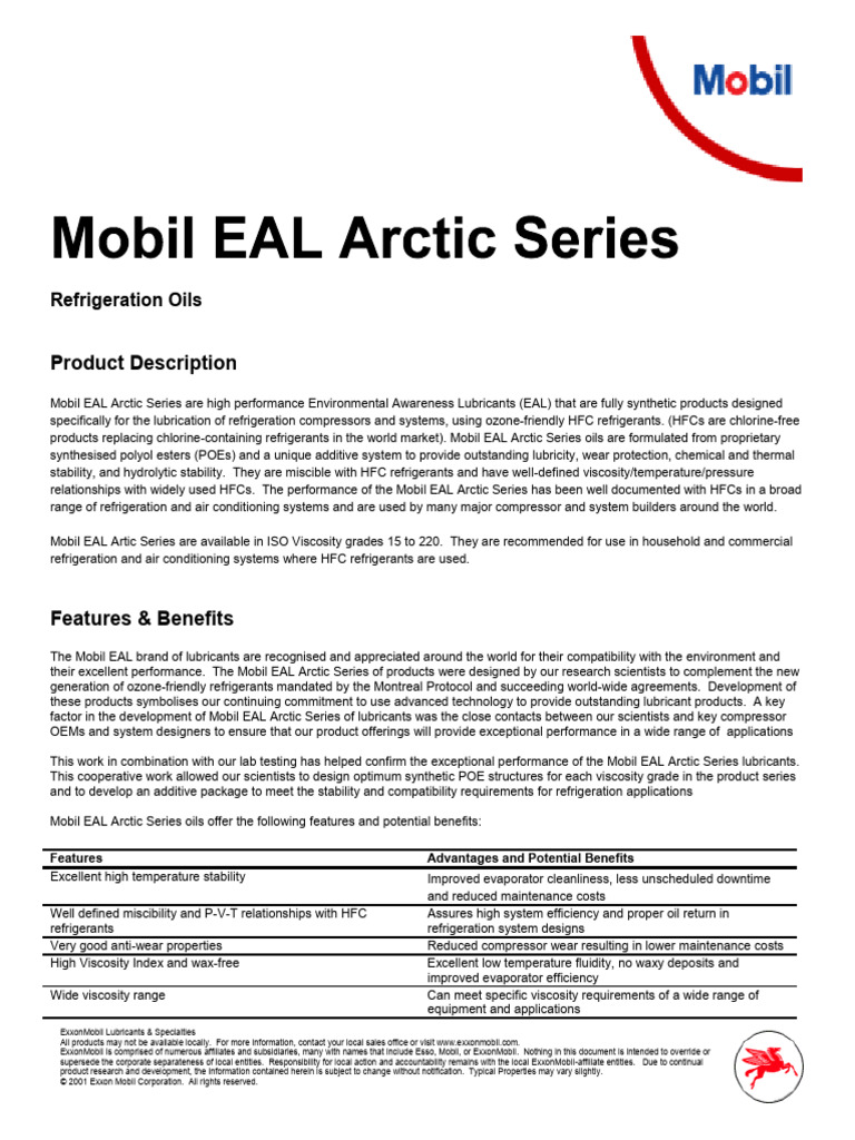 Mobil POE - Description | PDF | Refrigeration | Refrigerator