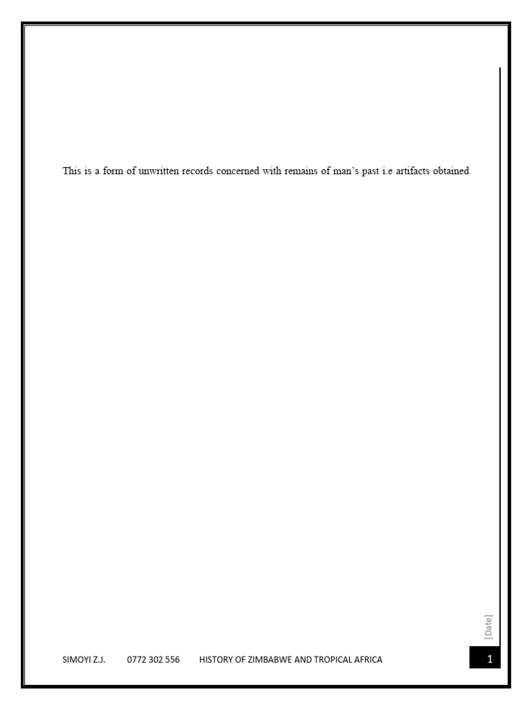 ZIMBABWEAN HISTORY NOTES Final | PDF | Agriculture | Stone Age