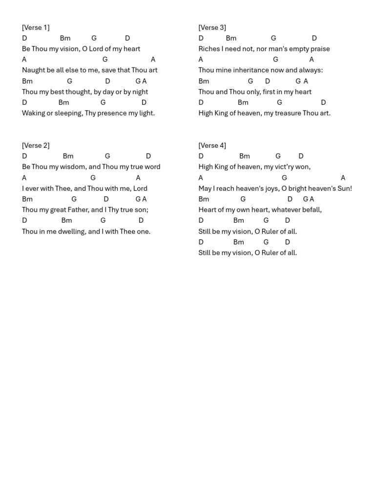 Be Thou My Vision Guitar Chords | PDF
