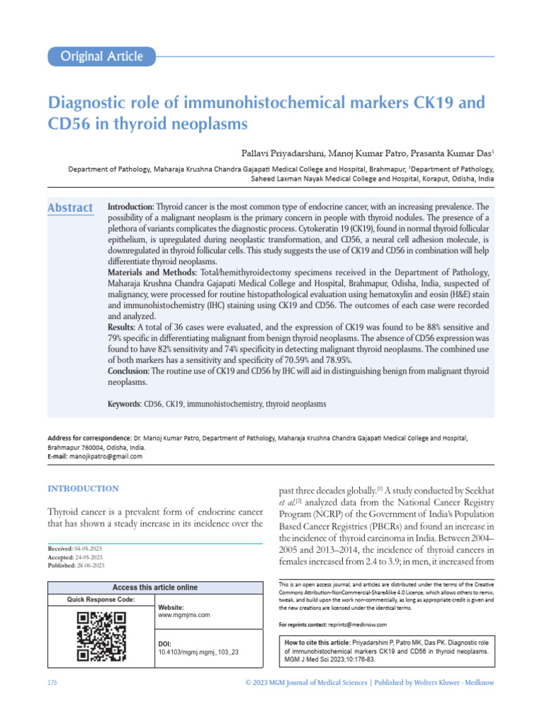 Diagnostic Role of Immunohistochemical Markers.2 | PDF ...