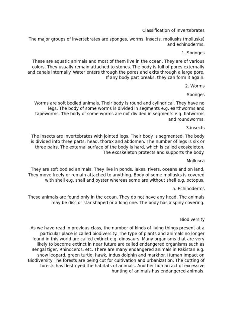 Classification of Invertebrates | PDF