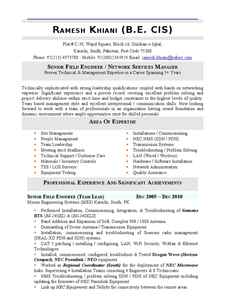 Ramesh CV Jan2012 | PDF | Internet Access | Computer Network