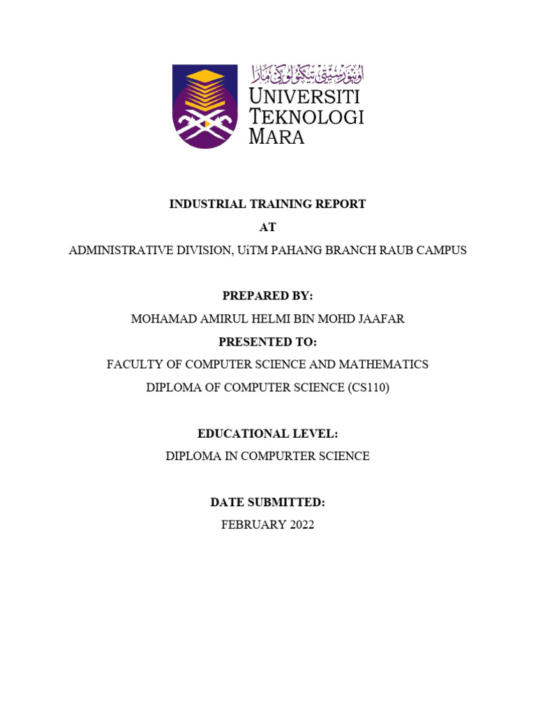 UiTM Industrial Training Report 2022 | PDF | Web Development | Computing