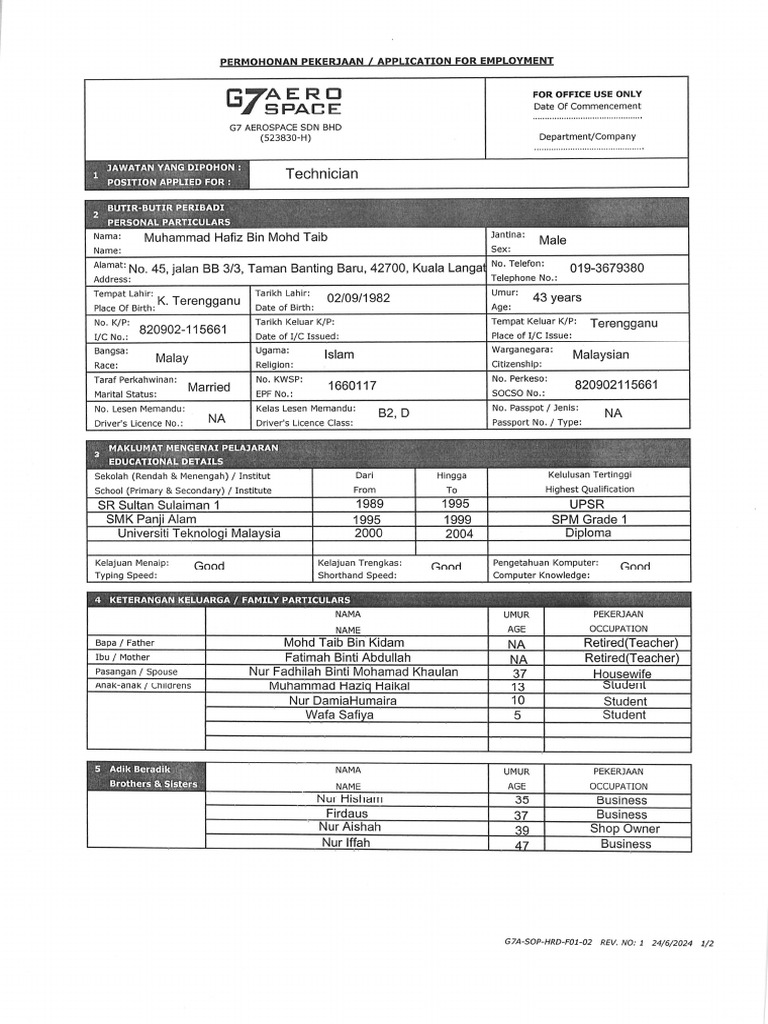 Borang G7A-SOP-HRD-F01-02 | PDF