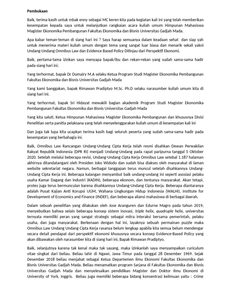 teks moderator kuliah umum himmep | PDF