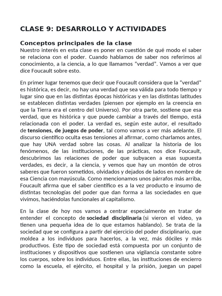 CLASE 9 Desarrollo y Act | PDF | Verdad | Michel Foucault