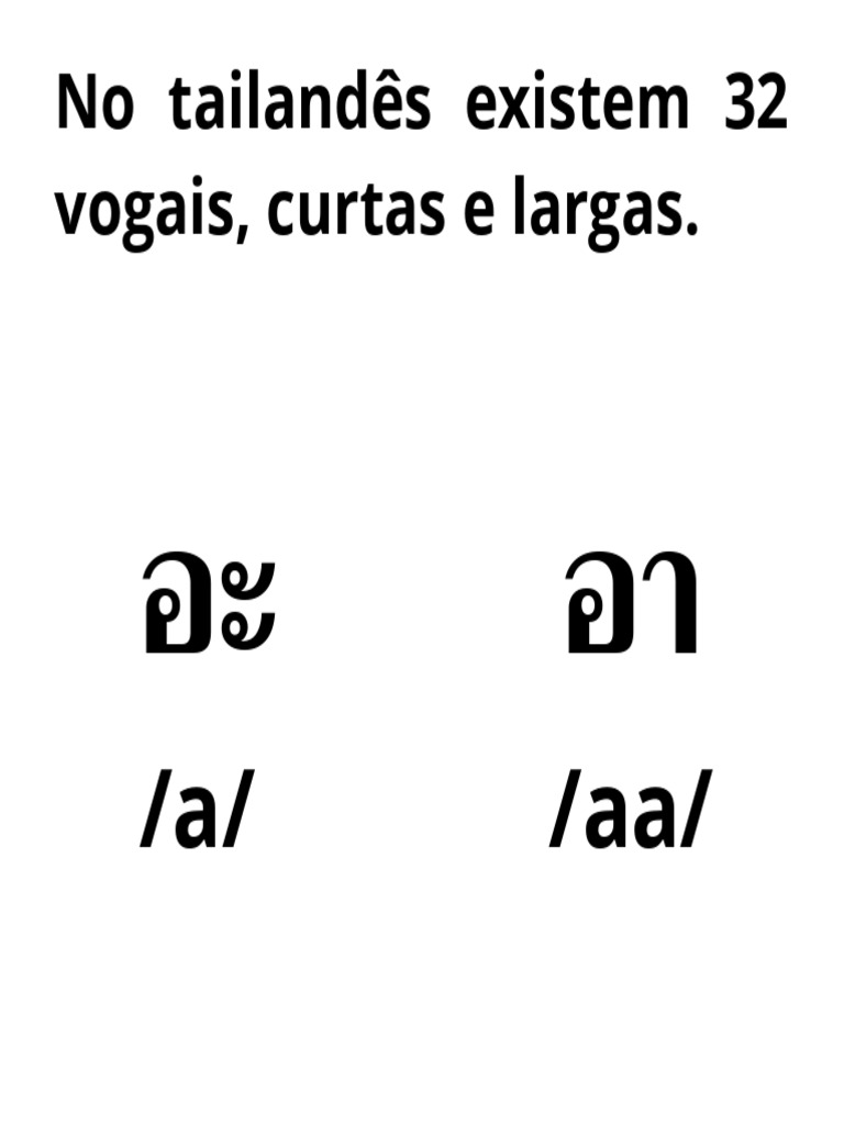 No Tailandês Existem 32 Vogais, Curtas e Largas. | PDF