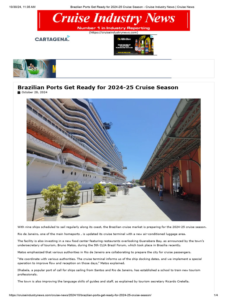 Brazilian Ports Get Ready For 2024-25 Cruise Season - Cruise Industry ...