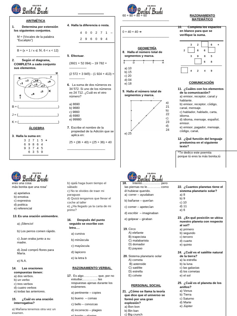 Evaluación Quincenal | PDF | Matemáticas | Aritmética