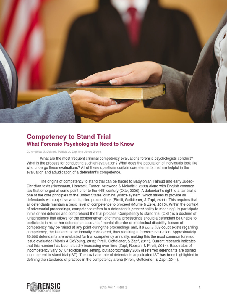 Competency To Stand Trial What Forensic Psychologists Need To Know ...
