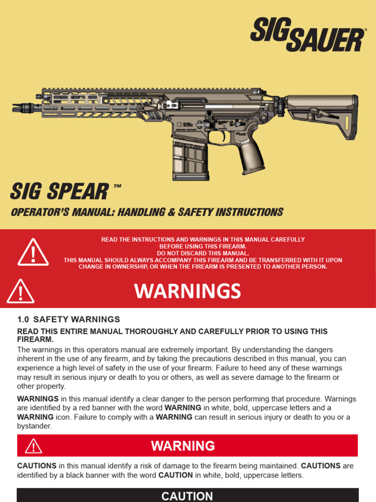SIG Sauer - Spear - Manual | PDF | Cartridge (Firearms) | Gun Barrel