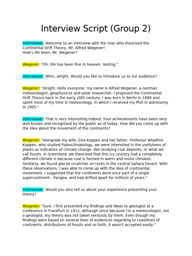 Interview Script E.S. Group 2 | PDF | Earth Sciences | Geology