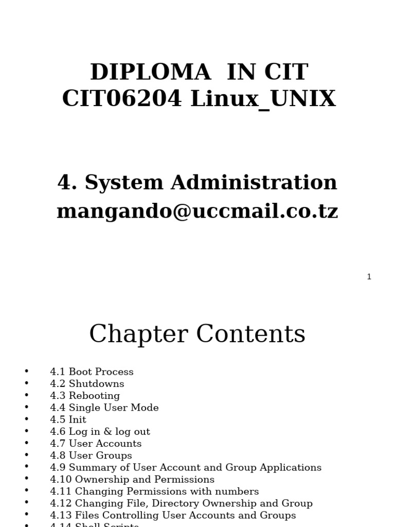 CIT 06204 Linux - 4 - System Administration | PDF | Booting | Operating ...