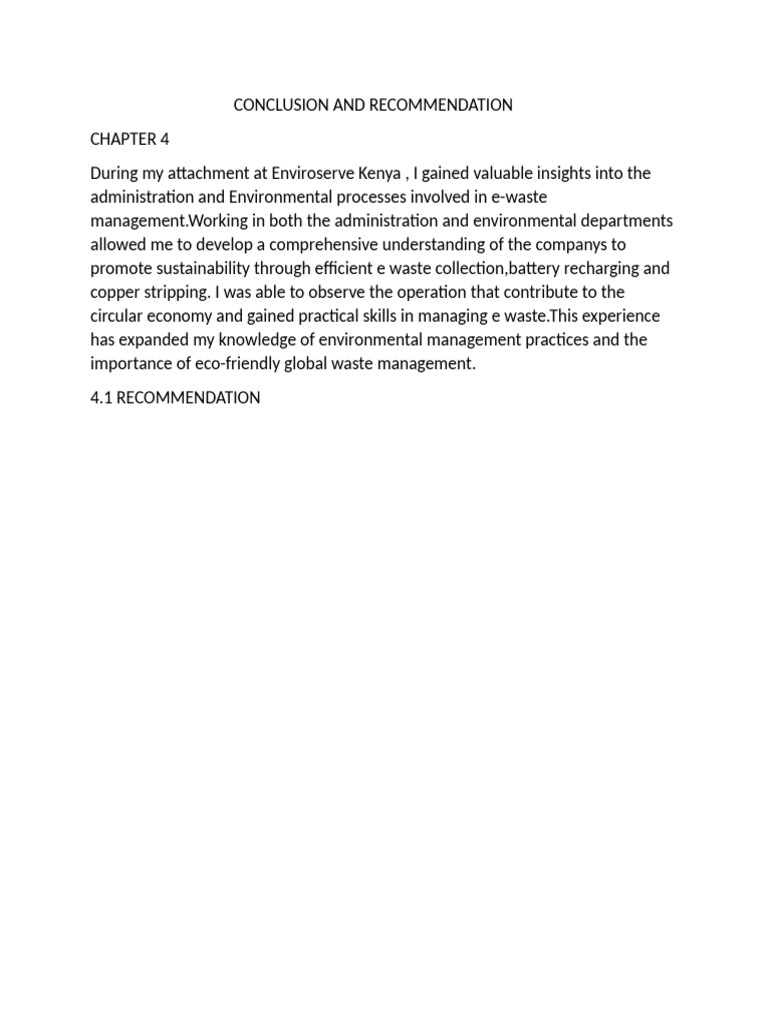 Conclusion and Recommendation | PDF | Science & Mathematics