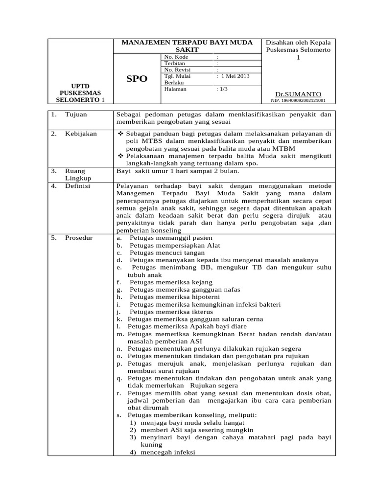 SOP MTBM Sakit | PDF