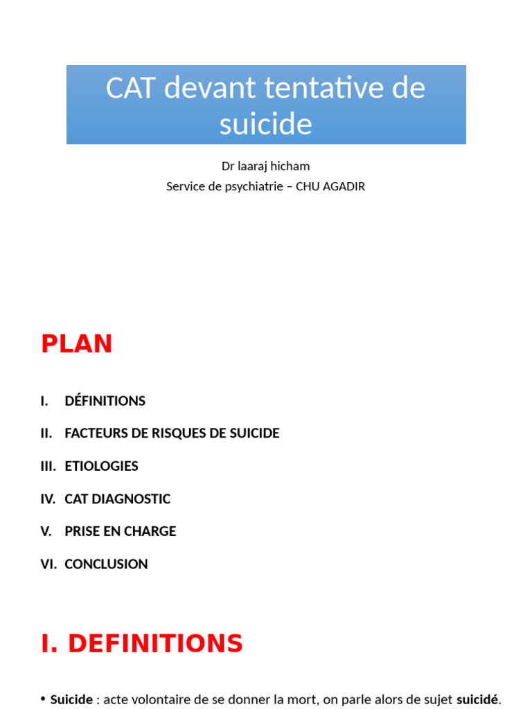 CAT Devant Tentative de Suicide 1 | PDF | Suicide | Trouble mental