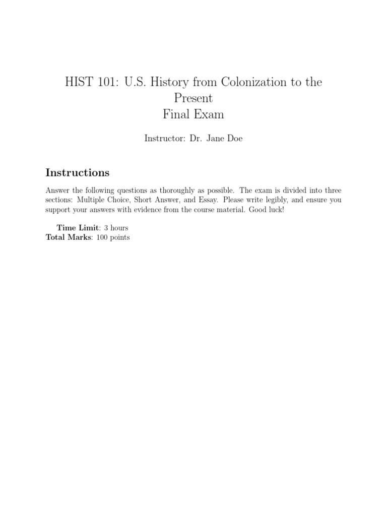U S History | PDF | The United States | Essays