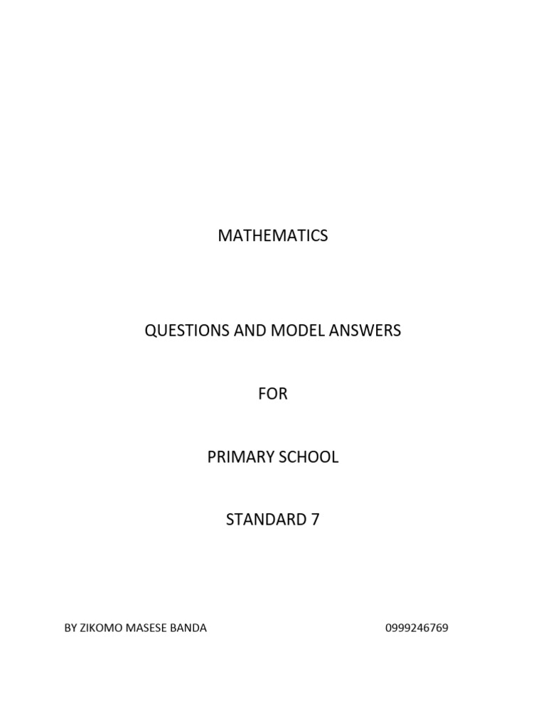 STD7 Mathematics Model1 | PDF | Mathematics | Arithmetic