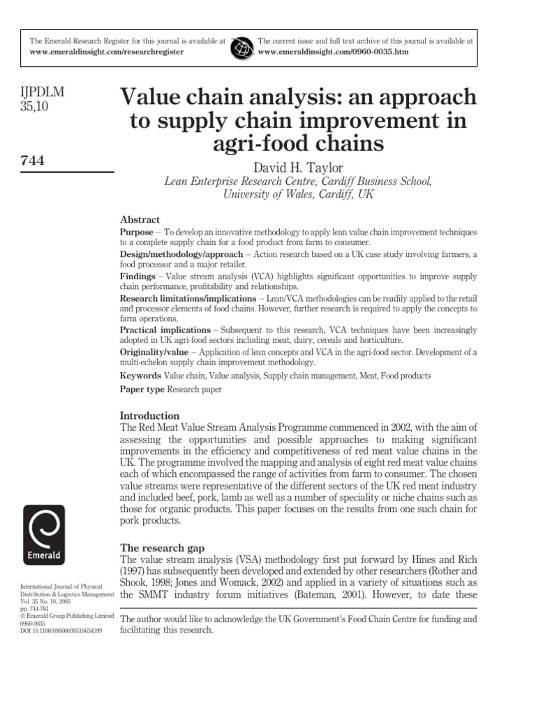 Value Chain Analysis in Agri-Food Supply | PDF | Supply Chain | Value Chain