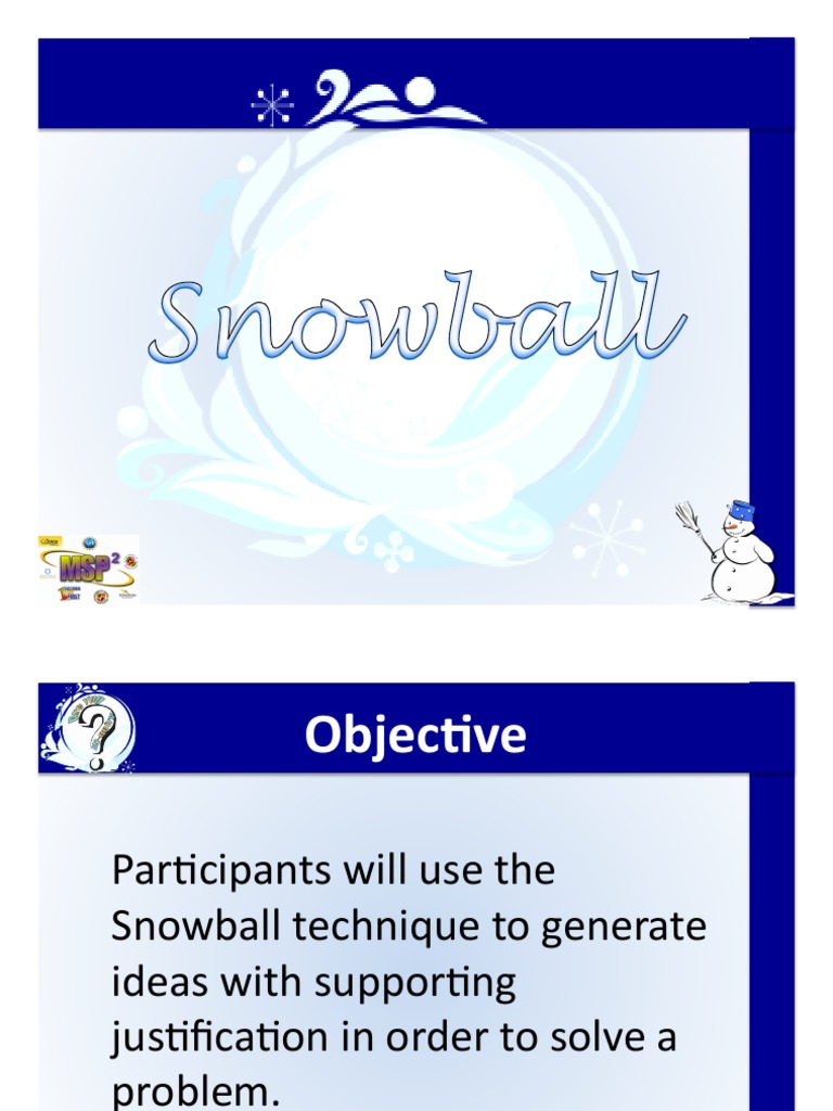 Snowball Discussion Technique October 2010 Website FINAL | PDF