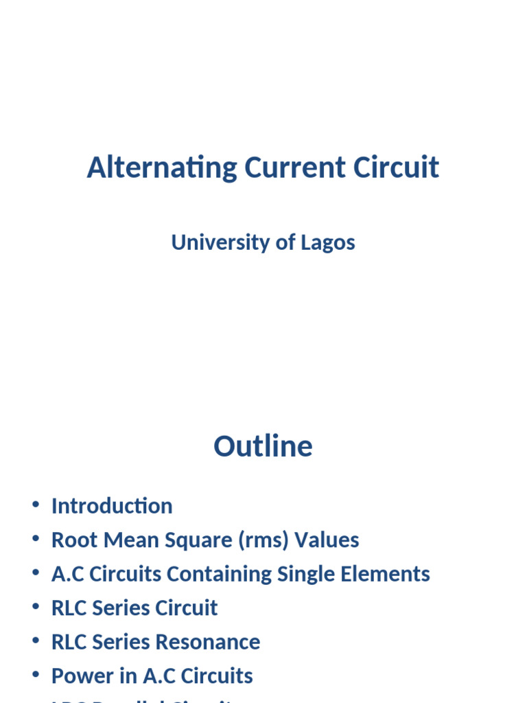 WEEK8 Alternating Current | PDF | Electrical Network | Physical Quantities