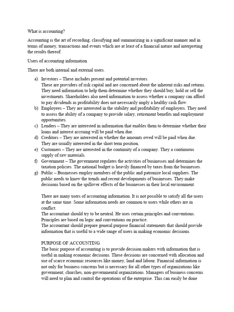 Understanding Accounting Basics and Users | PDF | Equity (Finance ...