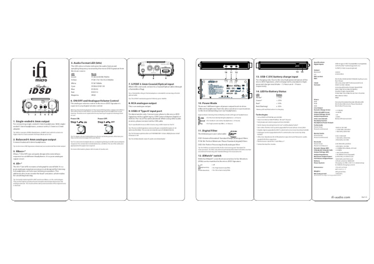Micro iDSD Signature User Manual - 1.0 | PDF | Electrical Engineering ...