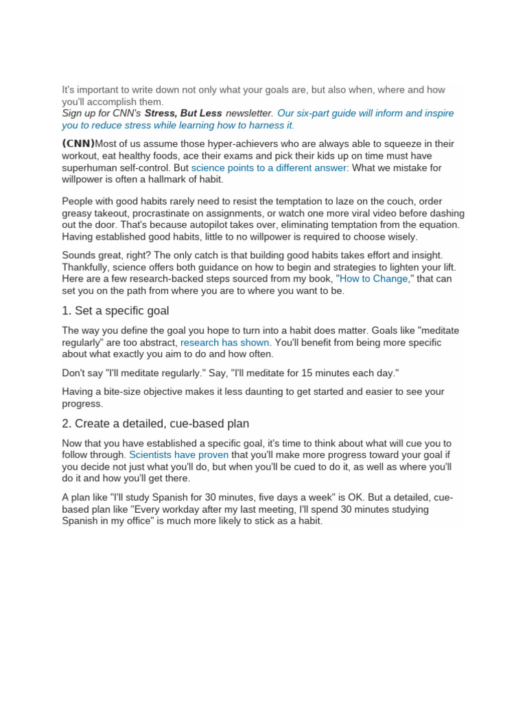 Making A Habit | PDF | Habits | Self Control