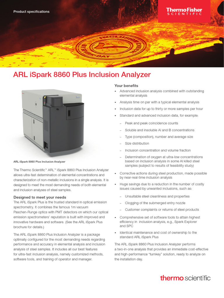 Arl Ispark 8860 Plus Inclusion Analyzer ps41455 en | PDF | Steel | Iron