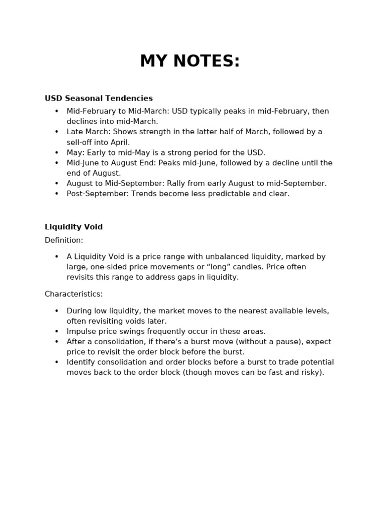 USD Seasonal Trends and Liquidity Insights | PDF | Market Maker ...