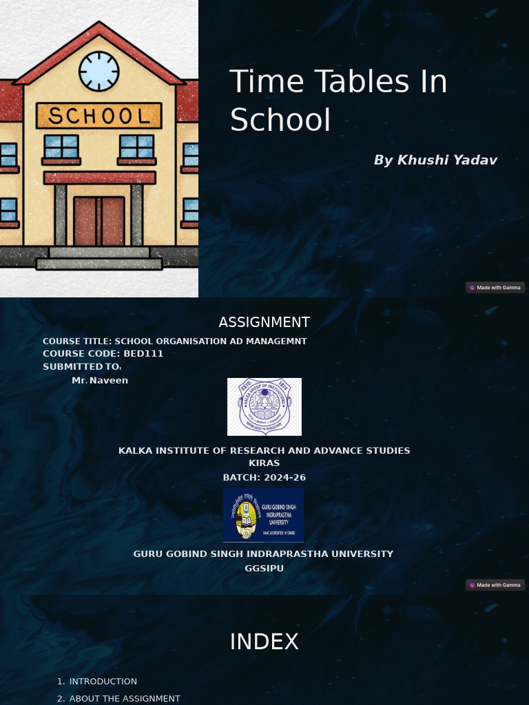 Time Tables in School | PDF | Educational Technology | Teachers