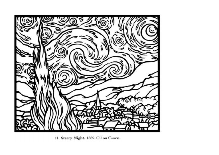 Coloring Adult Van Gogh Starry Night Large | PDF