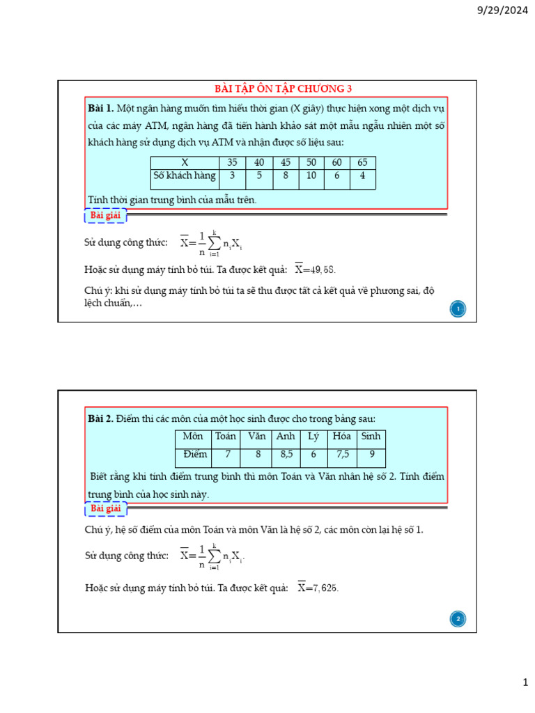 BÃ I Táº P ChÆ°Æ¡ng 3 Cã Ä Ã¡p Ã¡n - XSTK | PDF