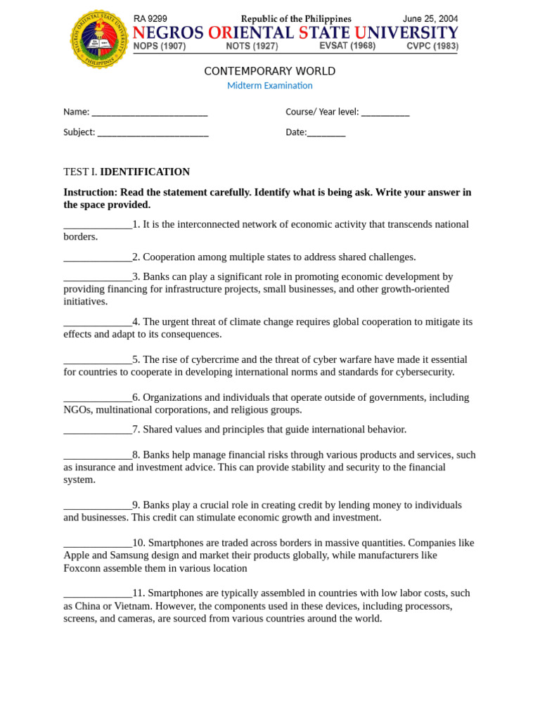 Contemporary World Midterm Exam | PDF | Banks | Computer Security Contemporary World Midterm Exam | PDF | Banks | Computer Security