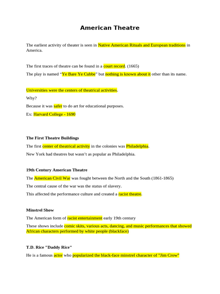 American Theatre, France Romanticism, Realism and Naturalism | PDF ...