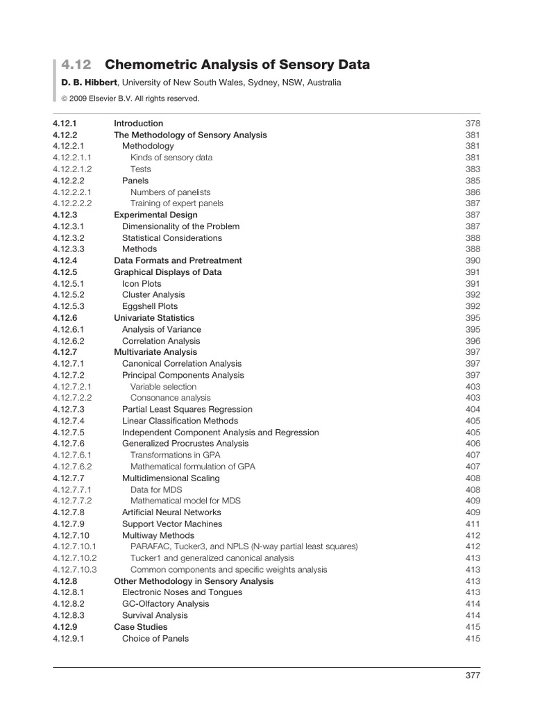 4.12 - Chemometric Analysis of Sensory Data | PDF | Chemometrics | Errors And Residuals