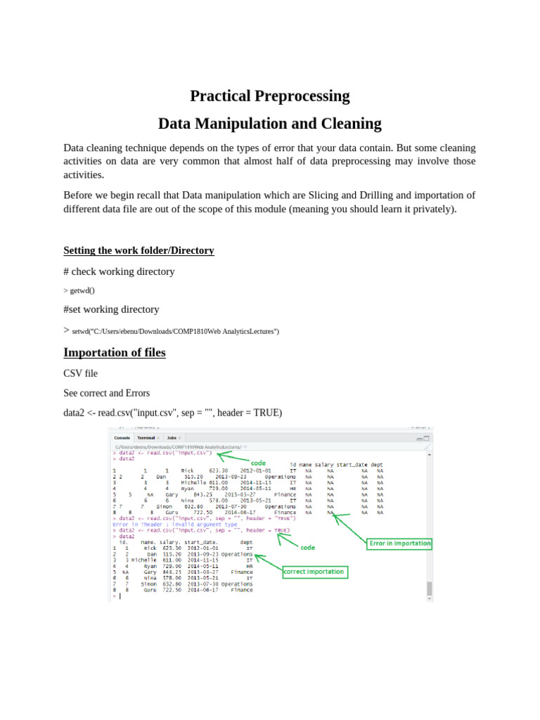 Practical Preprocessing and Data Cleaning | PDF | Directory (Computing) | String (Computer Science)