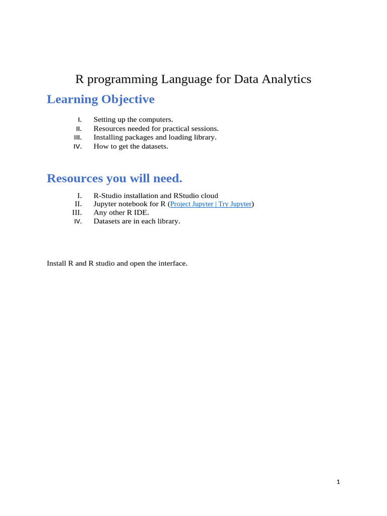 Practicaal Session Lecture3-Set Up For R Programming Language For Data Analytics | PDF | Library ...