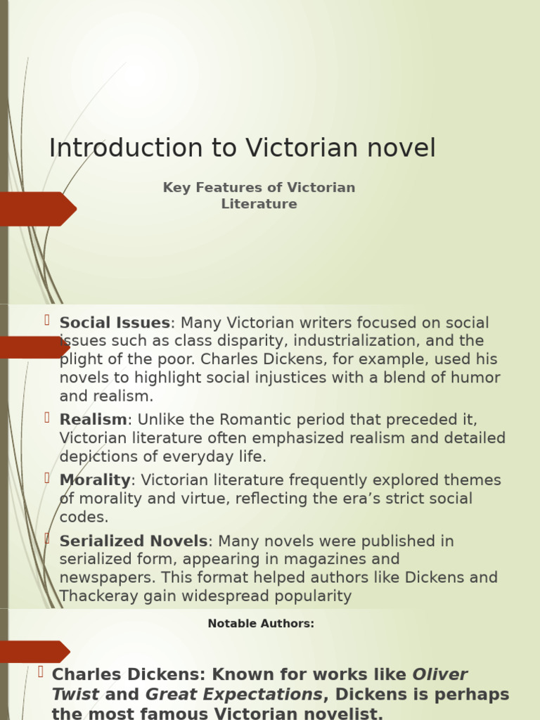 Introduction To Victorian Novel | PDF | Victorian Literature | Novels