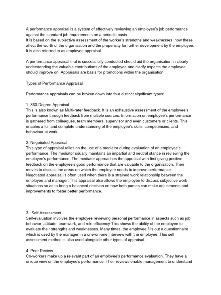 Performance Appraisal Assignment | PDF | Performance Appraisal | Mediation