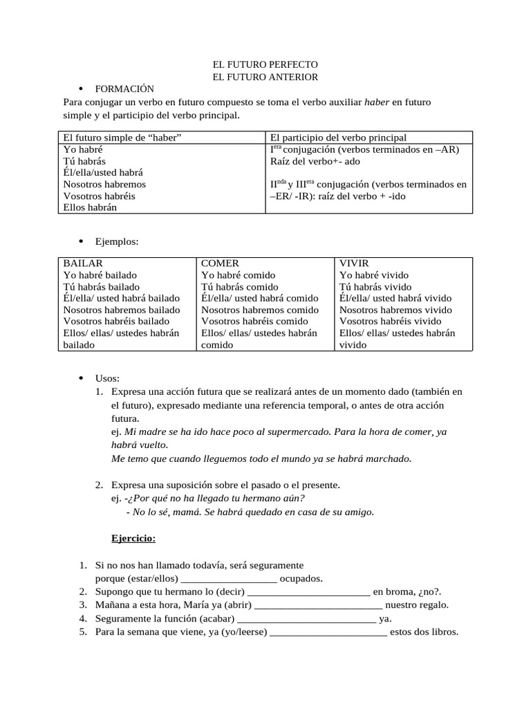 El Futuro Perfecto | PDF | Verbo