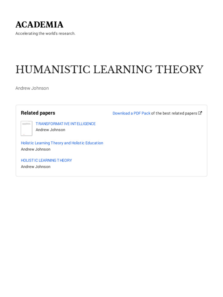 Humanistic Learning Theory Explained | PDF | Humanistic Psychology ...