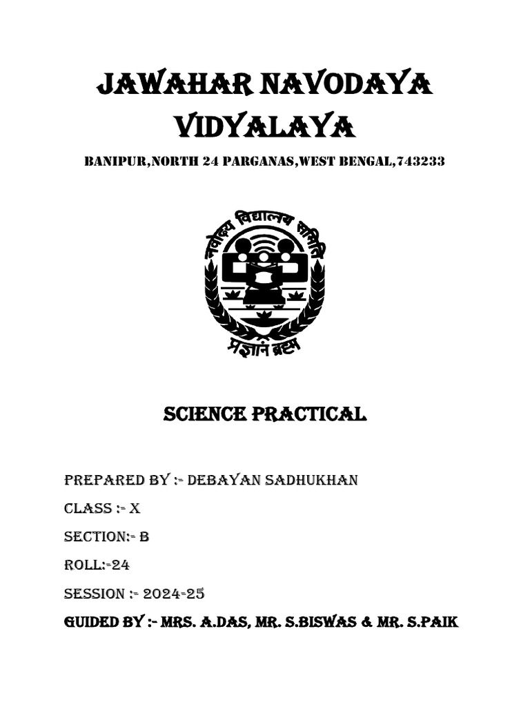 Science Project Front Page | PDF
