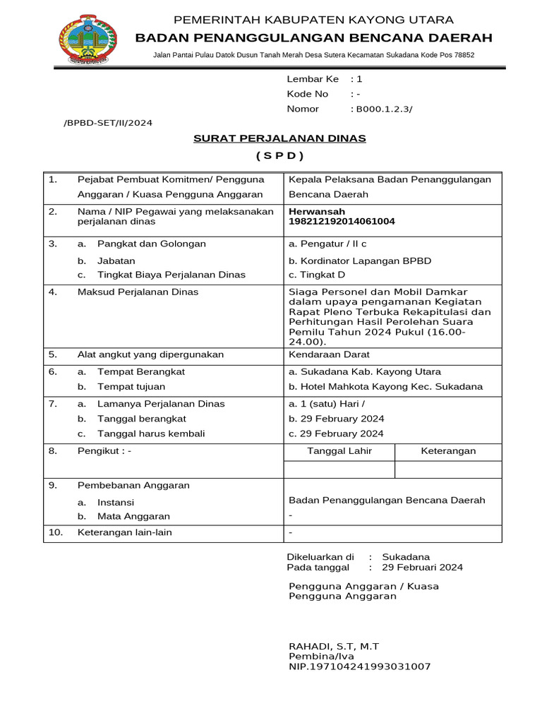Contoh SPD Srikandi | PDF