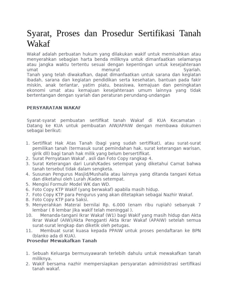 Syarat Wakaf | PDF