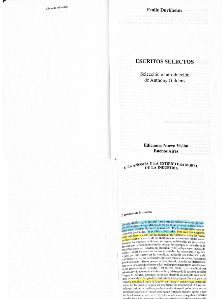 Giddens, (1993) - Emile Durkheim, Escritos Selectos. Buenos Aires Nueva ...