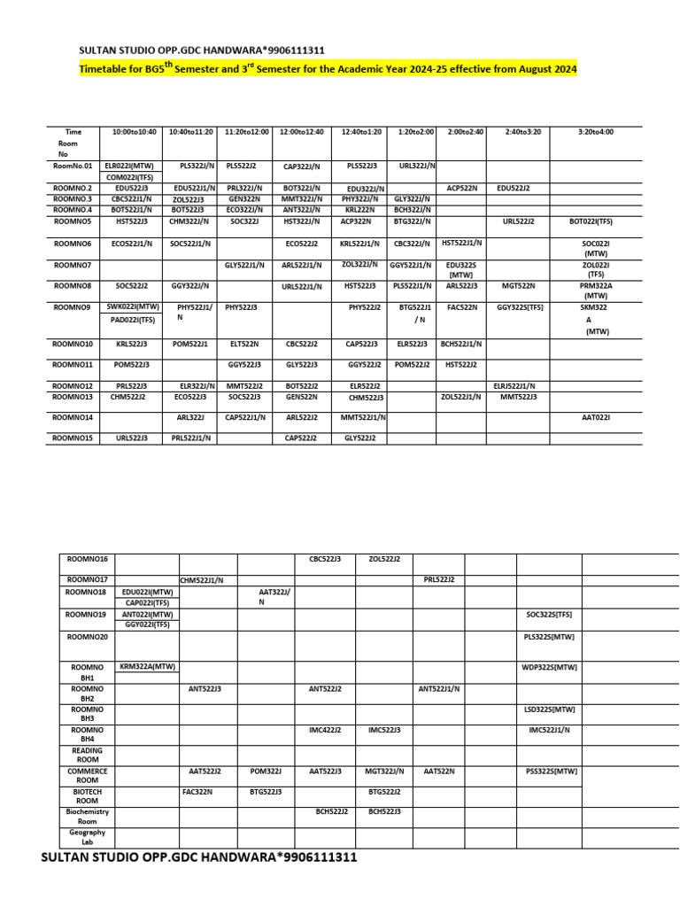 Updated Time Table 5th & 3nd Sem - 2 | PDF