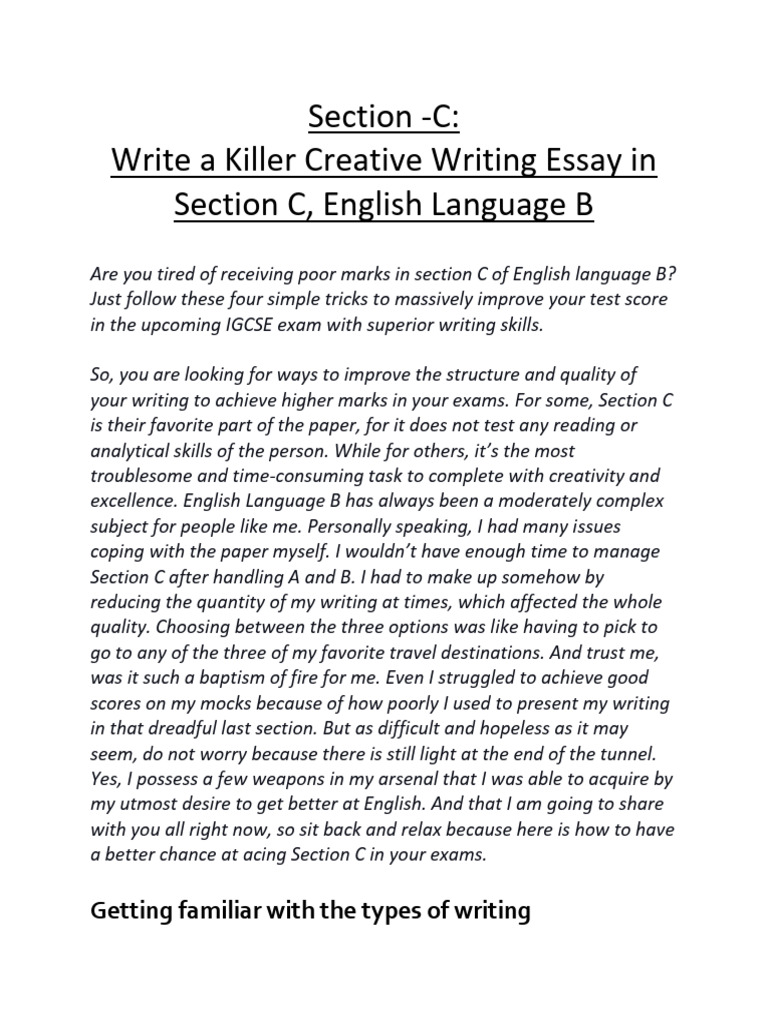 Section-C Creative-Writing | PDF | Reading Comprehension | Human ...