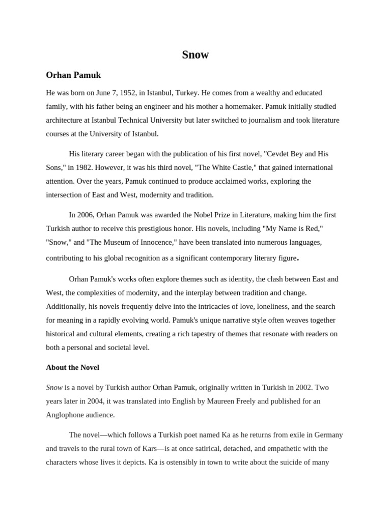 Snow by Orhan Pamuk | PDF